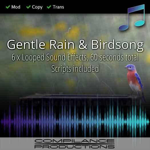 Second Life Marketplace - *CP* Gentle Rain & Birdsong Ambience Loop